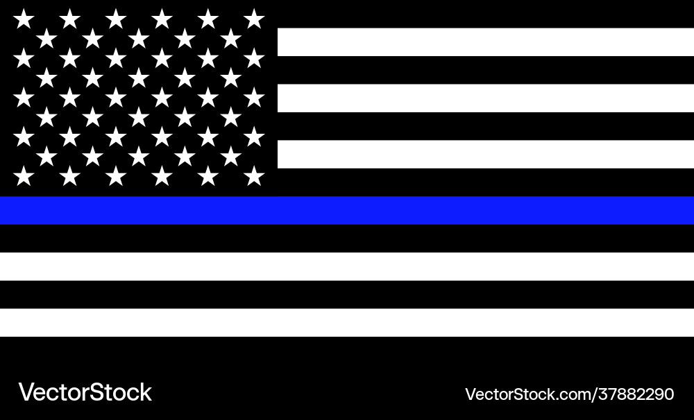American Flag with Thin Blue Line Symbol Vector Image
