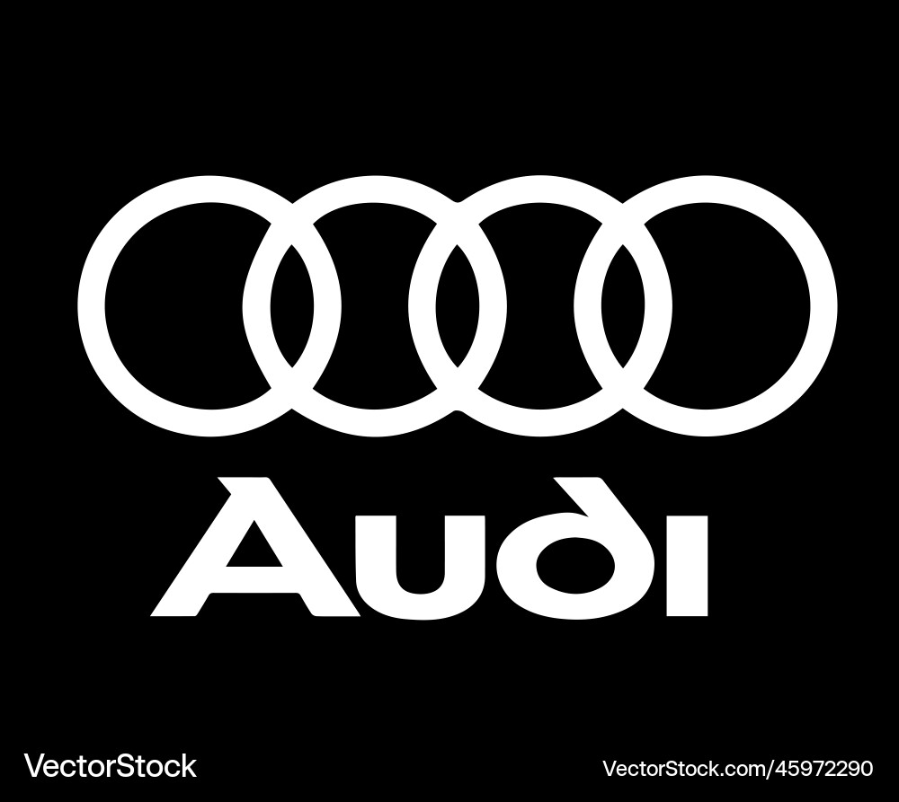 Audi Markensymbol Logo mit Namen weiß Design Vektorbild