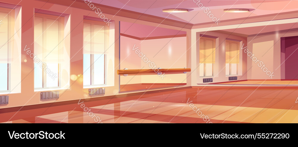 Ballet studio interior with wooden barre Vector Image