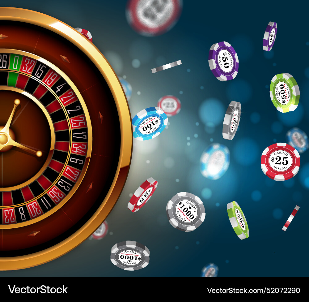 Casino background with roulette and elements Vector Image