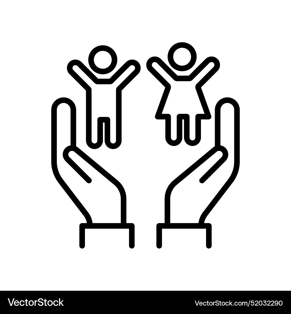 Child protect icon linear logo mark in black Vector Image