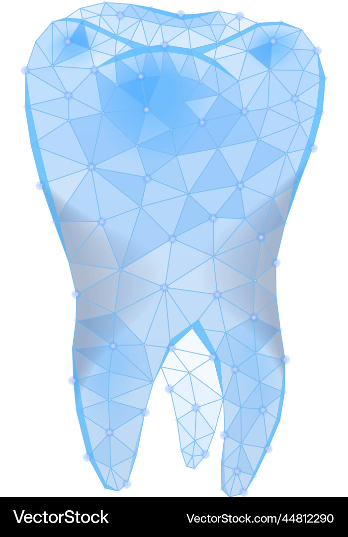 Crystal tooth wireframe composition Royalty Free Vector