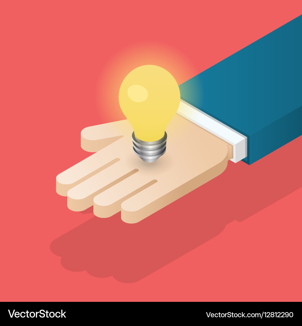 Lightbulb in hand Royalty Free Vector Image - VectorStock