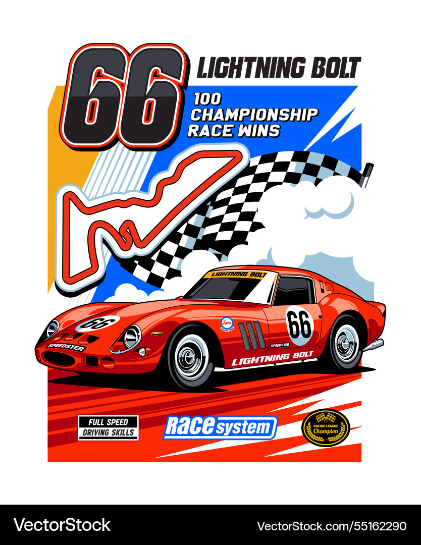 Lightning bolt championship race wins Royalty Free Vector