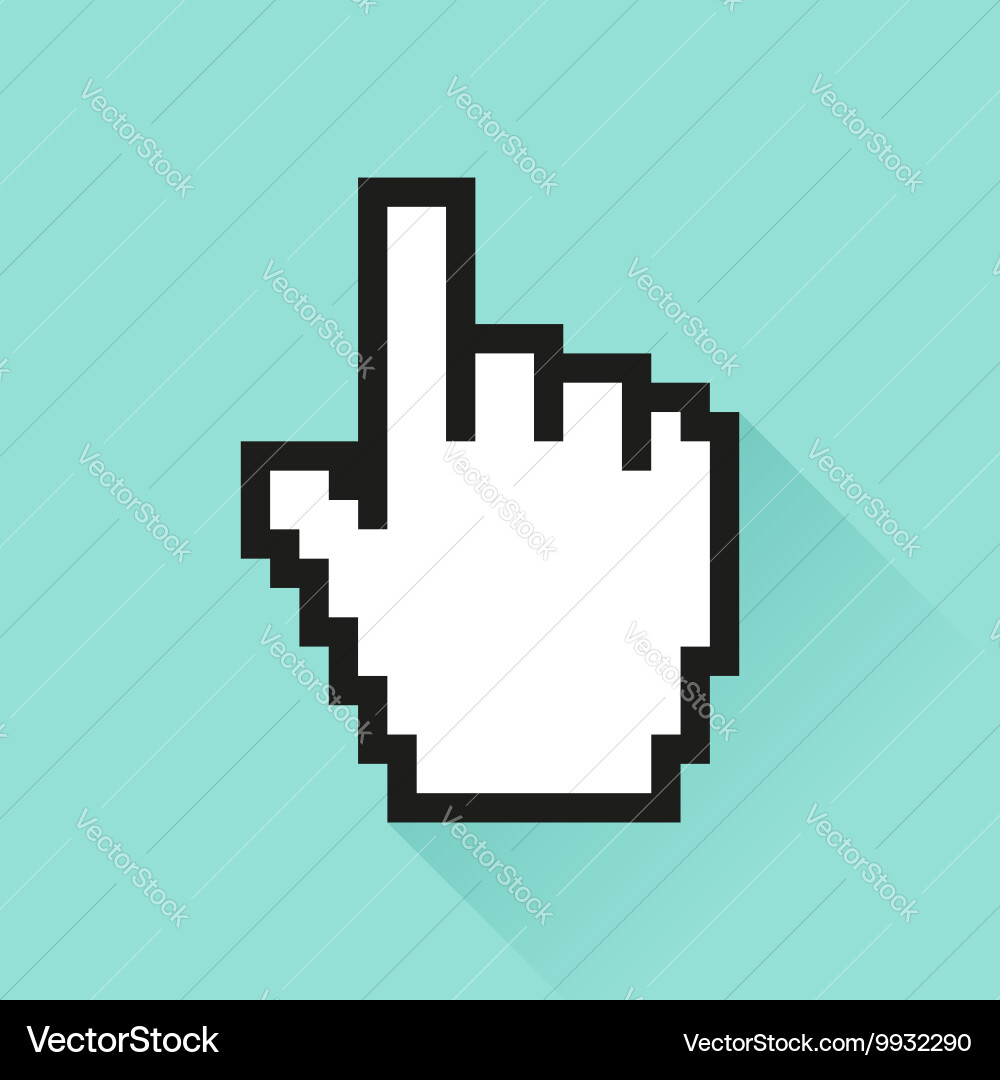 Pixel Cursor Hand Icon Set Royalty Free Vector Image