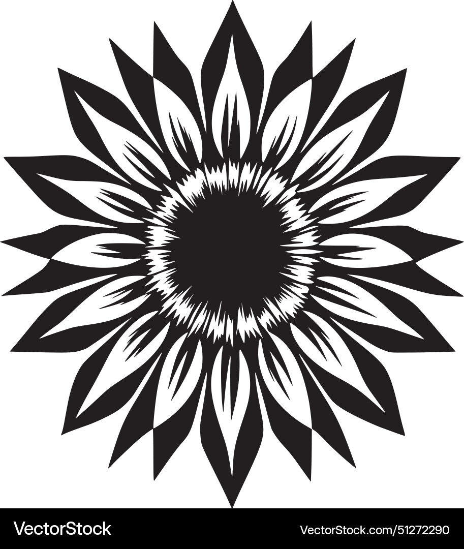 Sunflower - black and white isolated icon Vector Image