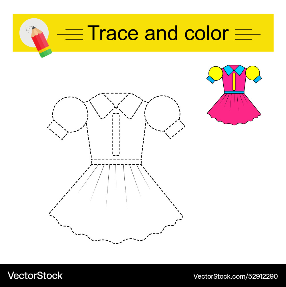 Trace and color for children preschool worksheet Vector Image