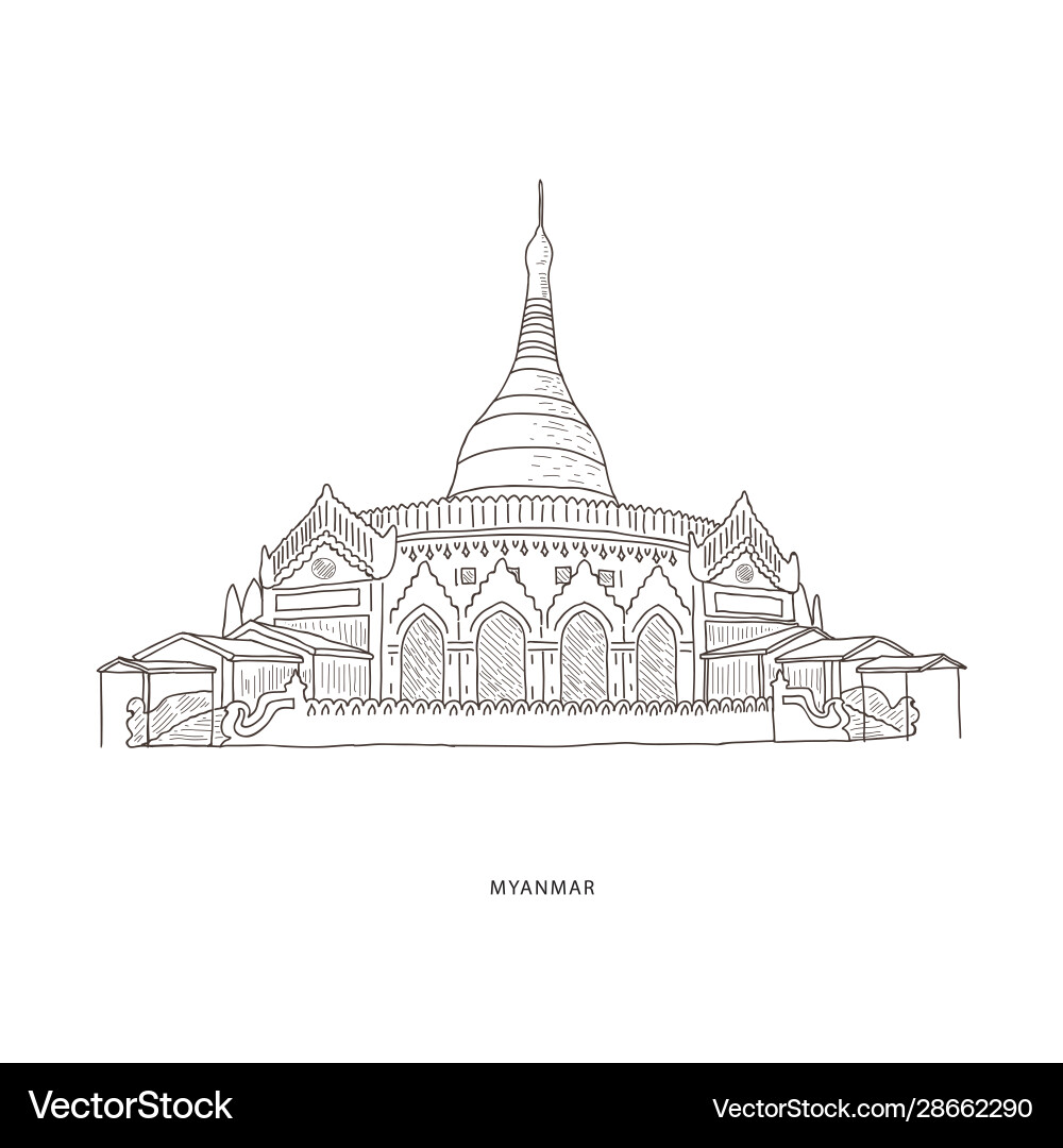 Travel with attraction myanmar Royalty Free Vector Image