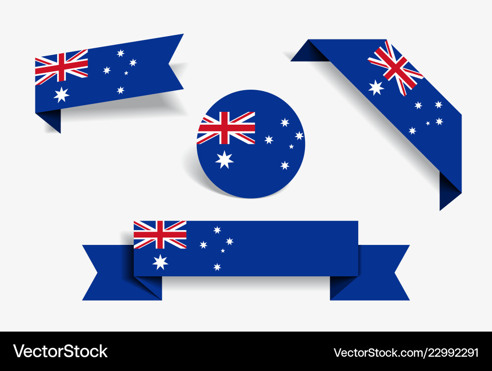 Australian flag stickers and labels Royalty Free Vector