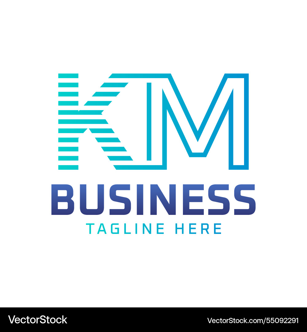 Km logo design sleek modern letter Royalty Free Vector Image