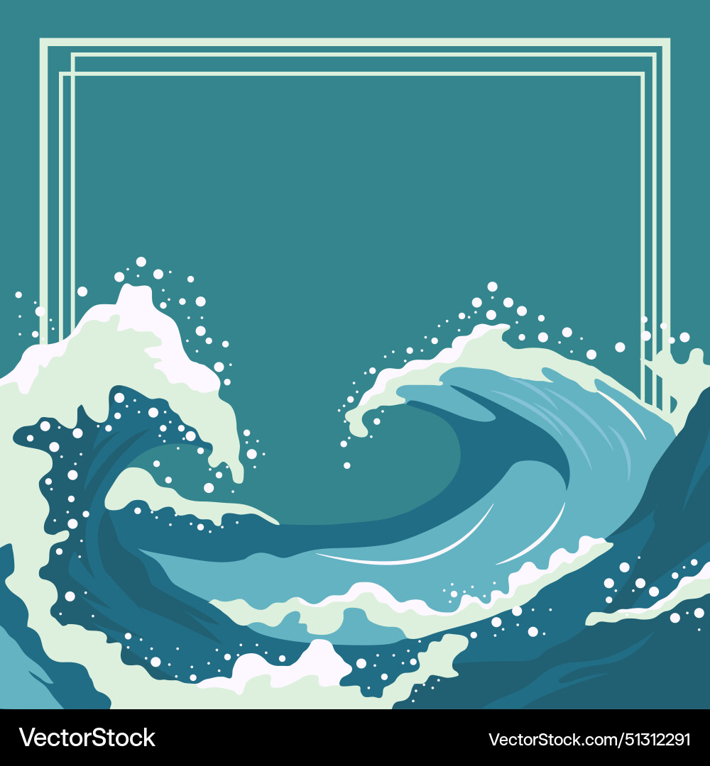 Line frame background with sea water waves Vector Image