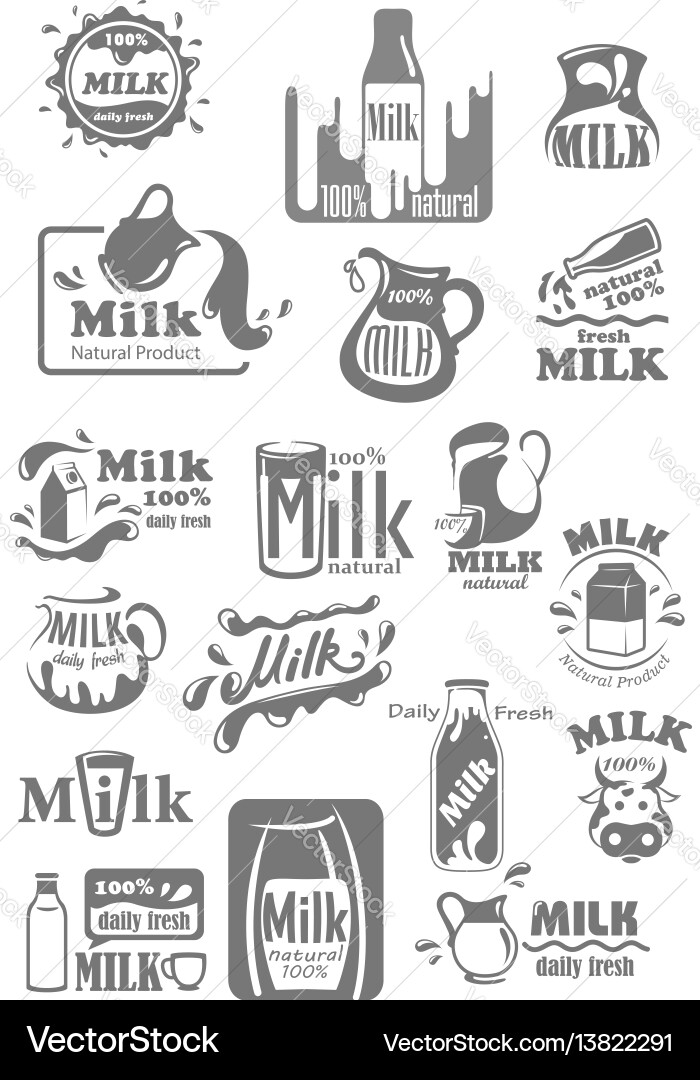 Milk & Dairy Icons Royalty Free Vector Image