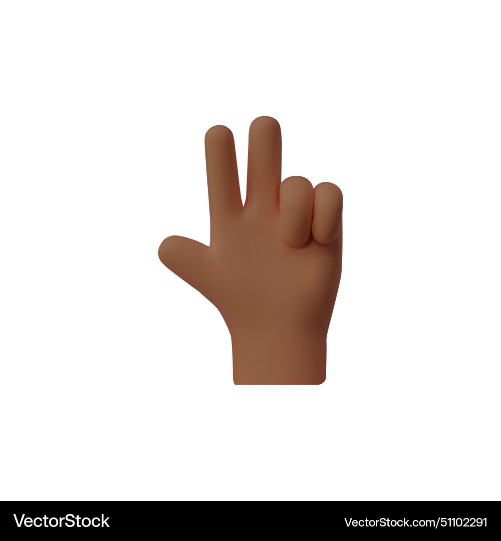 Number three hand gesture 3d Royalty Free Vector Image