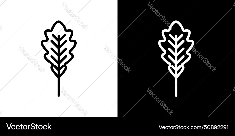 Oak leaf with veins icon set texture fall Vector Image