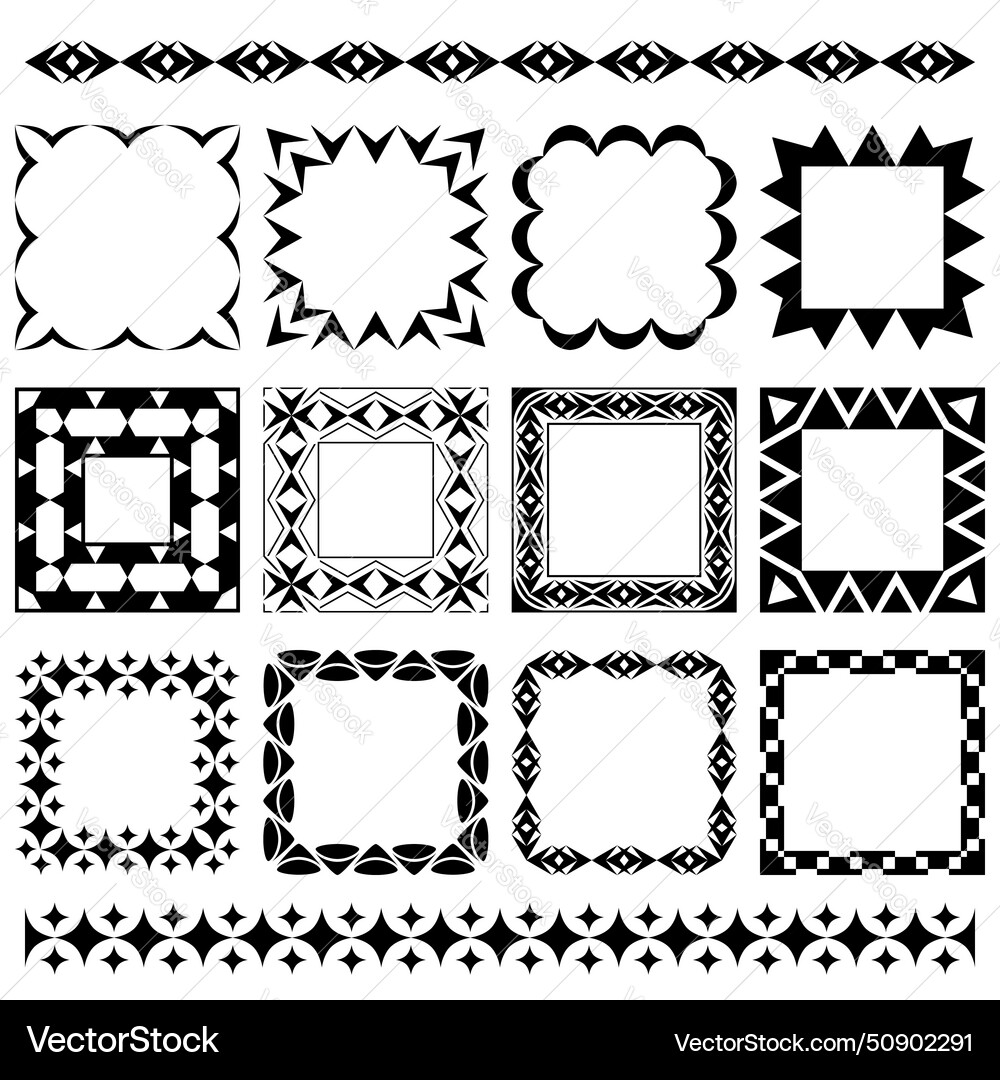 Set of square frames brushes wide and narrow Vector Image