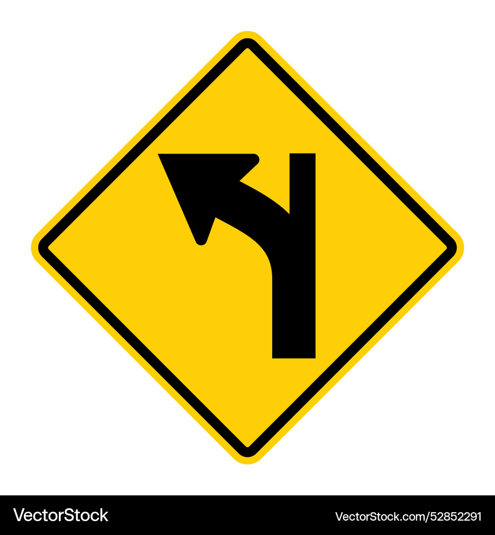Tangent side road intersection warning sign Vector Image