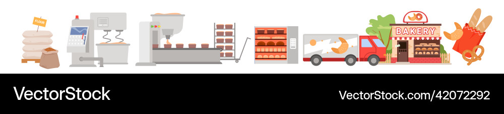 Bread production technology chain of making Vector Image