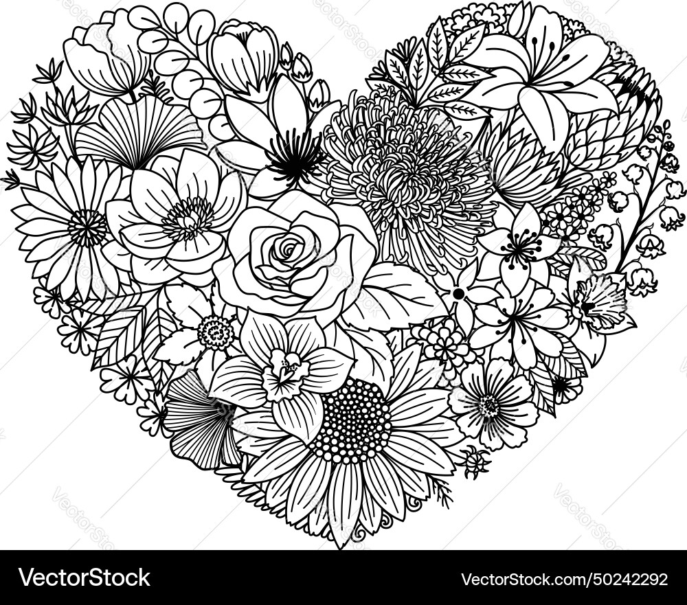 Floral heart Royalty Free Vector Image - VectorStock