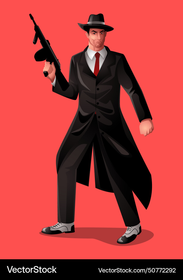 Gradient gangster mafia machine gun Royalty Free Vector