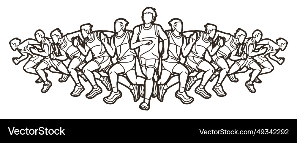 Group of people start running men runner together Vector Image