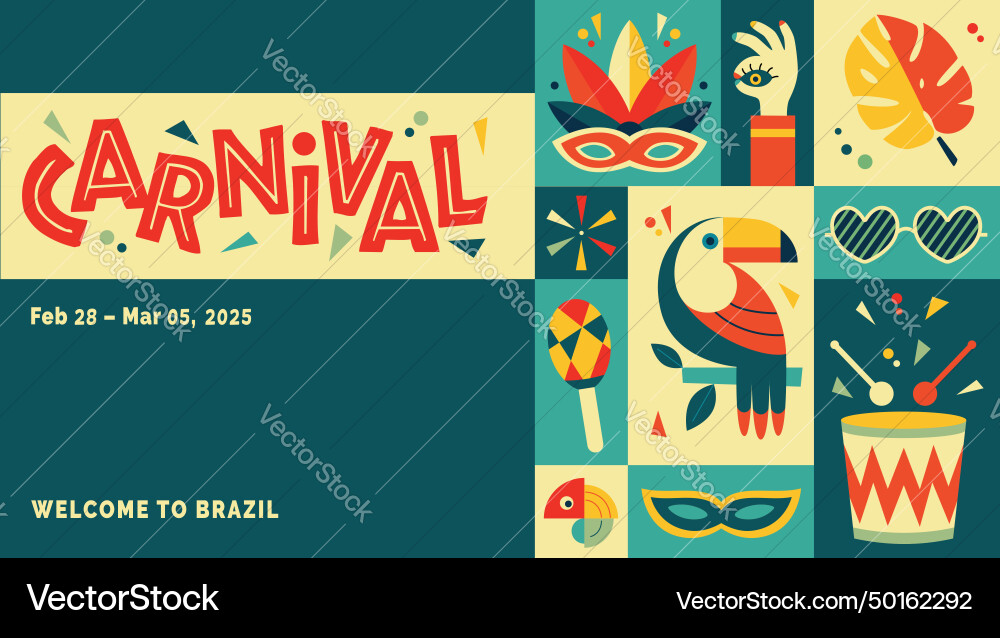 Happy carnival colorful geometric design rio Vector Image
