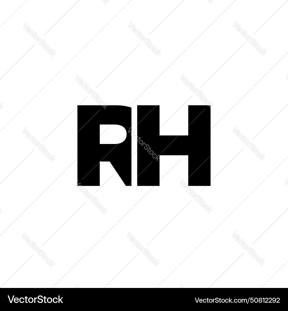 Letter r and h rh logo design template minimal Vector Image