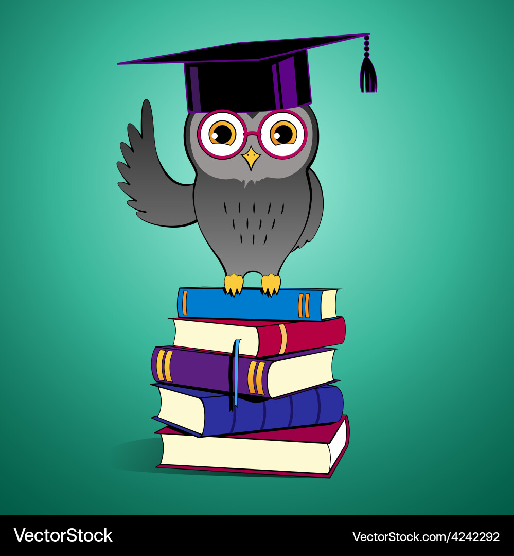 Owl sitting on books Royalty Free Vector Image