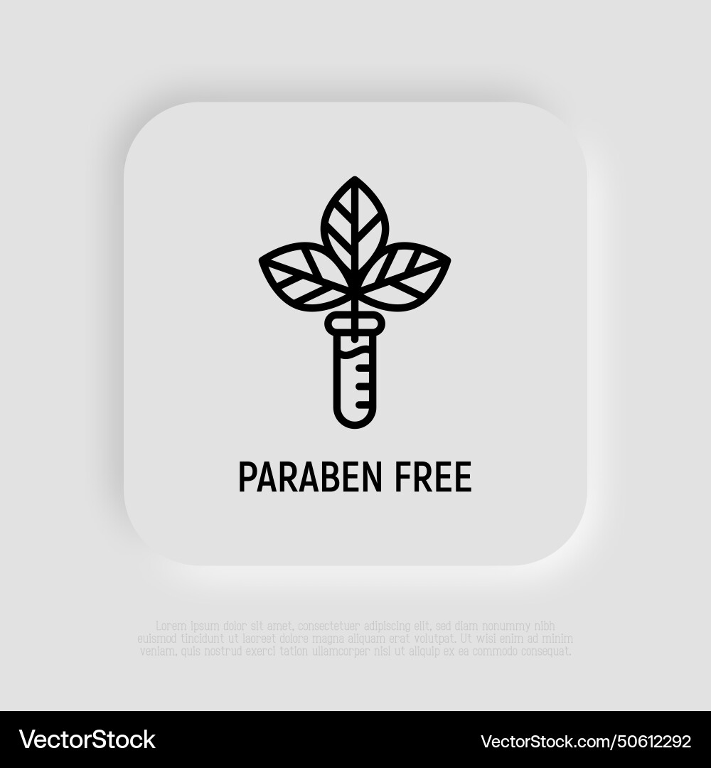 Paraben free sign thin line icon with leaf Vector Image