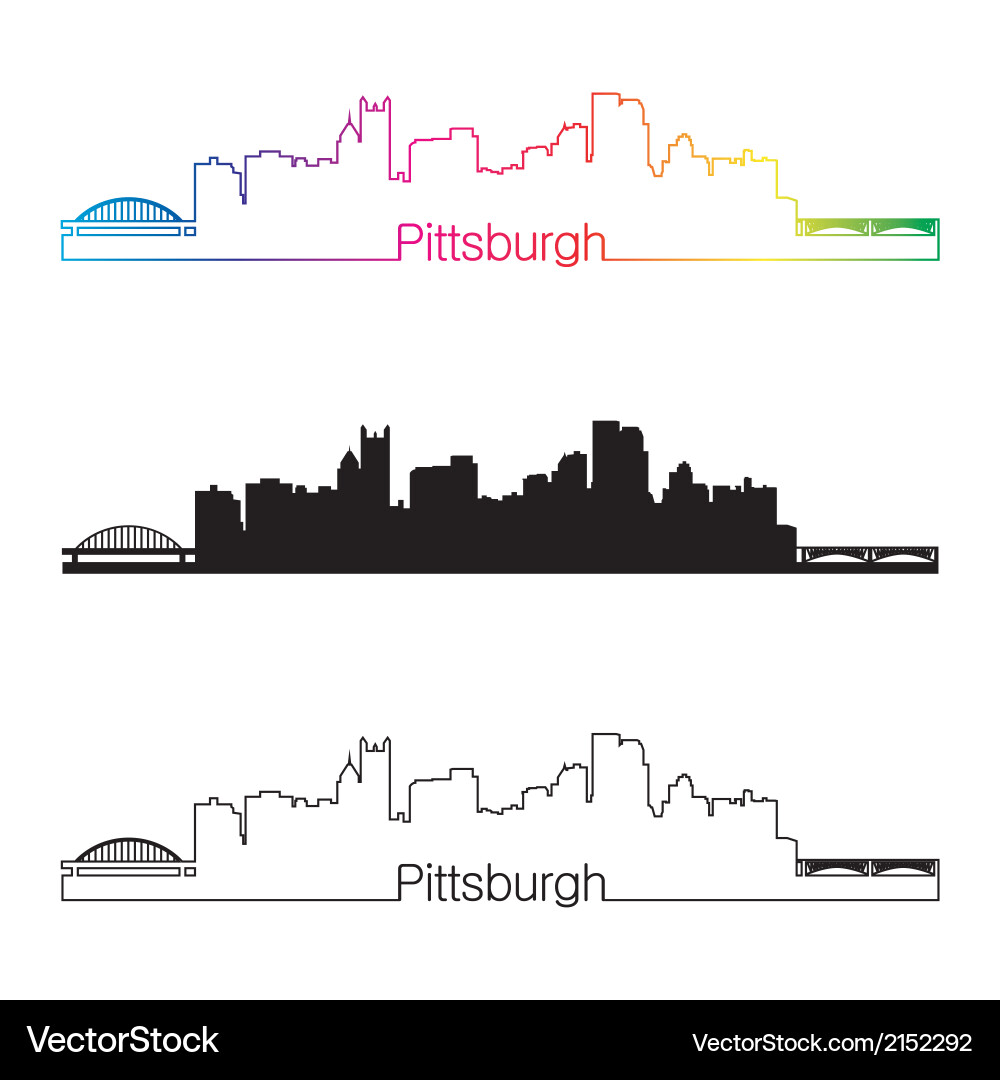 Pittsburgh skyline linear style with rainbow Vector Image