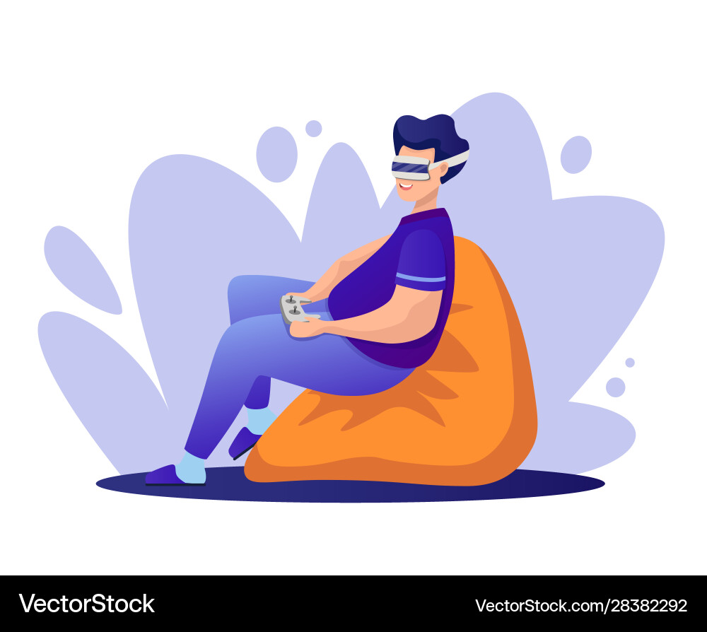 Playing games flat set Royalty Free Vector Image