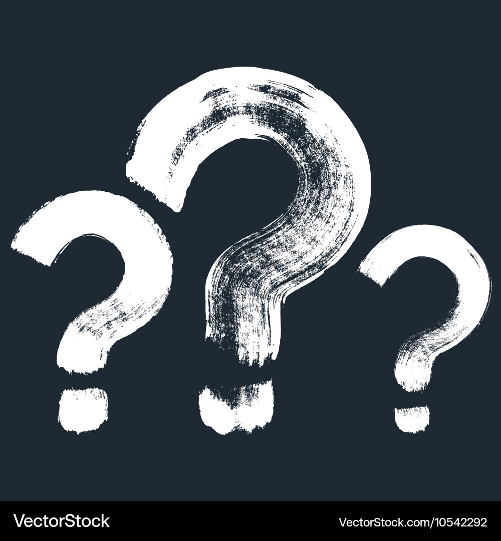 Set of 3 original hand-painted question symbol Vector Image