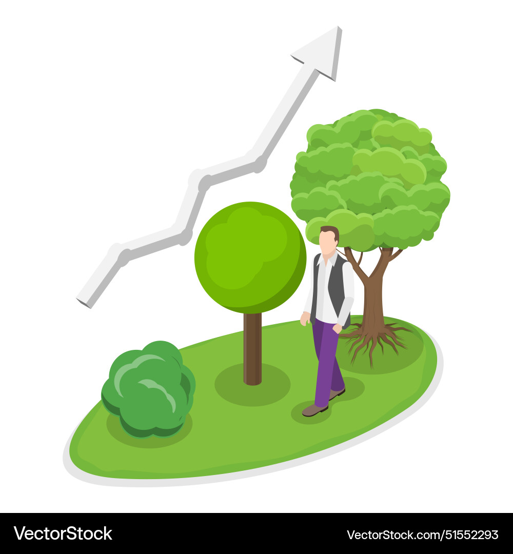 3d isometric flat of sustainable Royalty Free Vector Image