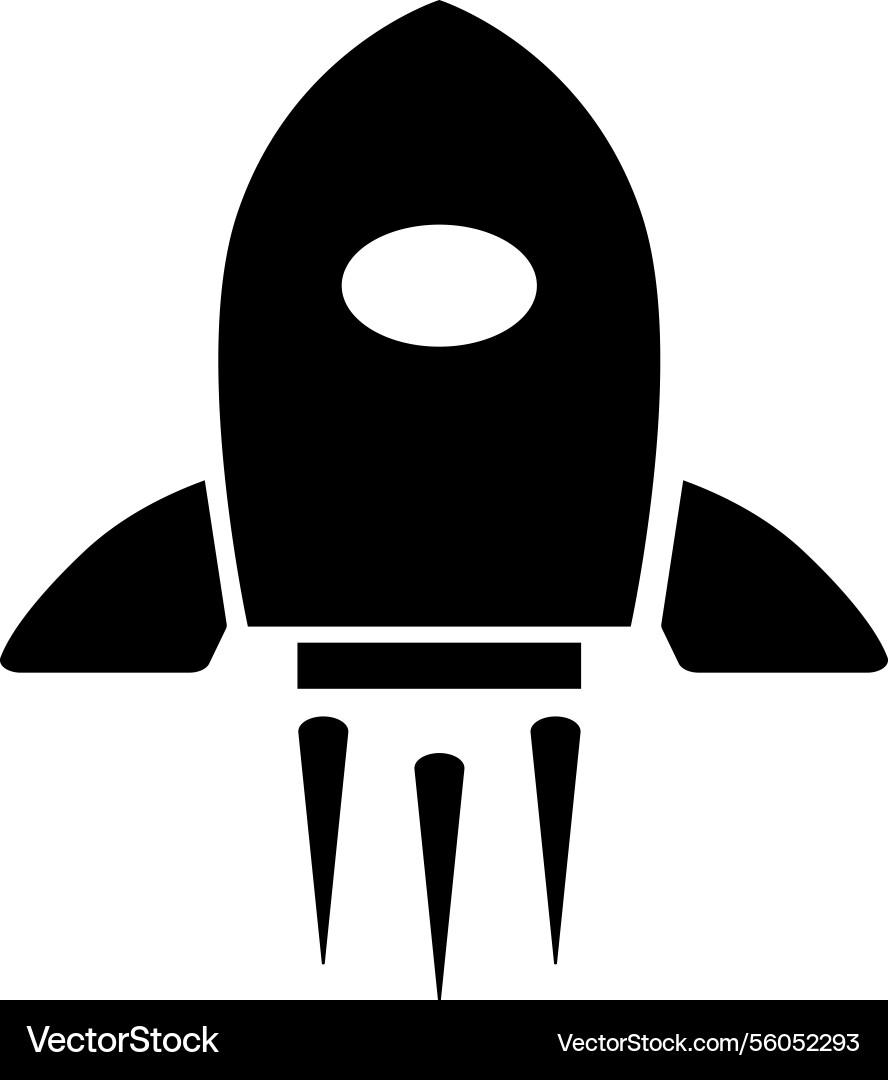 A simple space rocket icon silhouette on white Vector Image