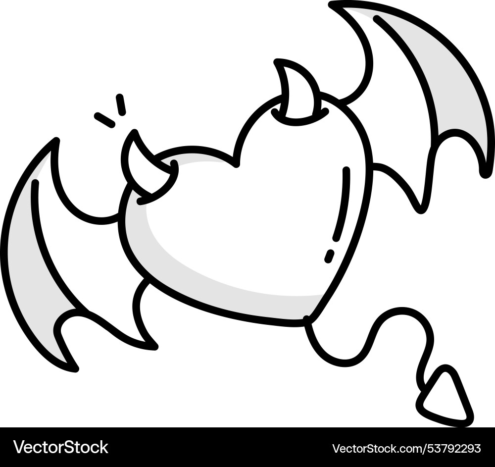 Basic rgba drawing style icon of an evil heart wit