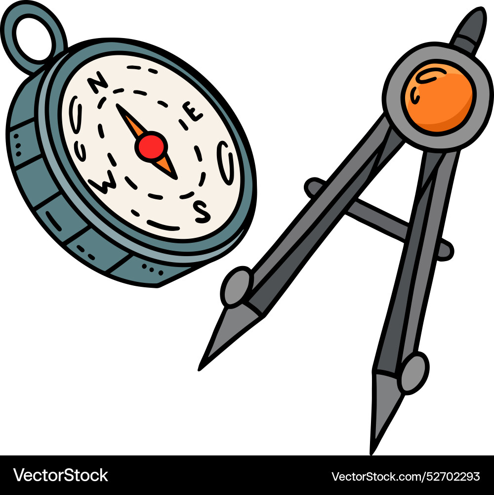 Compass cartoon colored clipart Royalty Free Vector Image