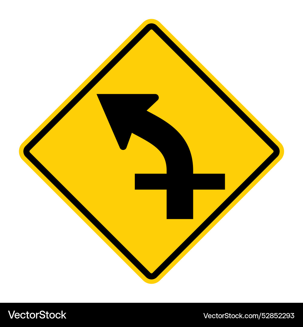 Cross road intersection warning sign Royalty Free Vector