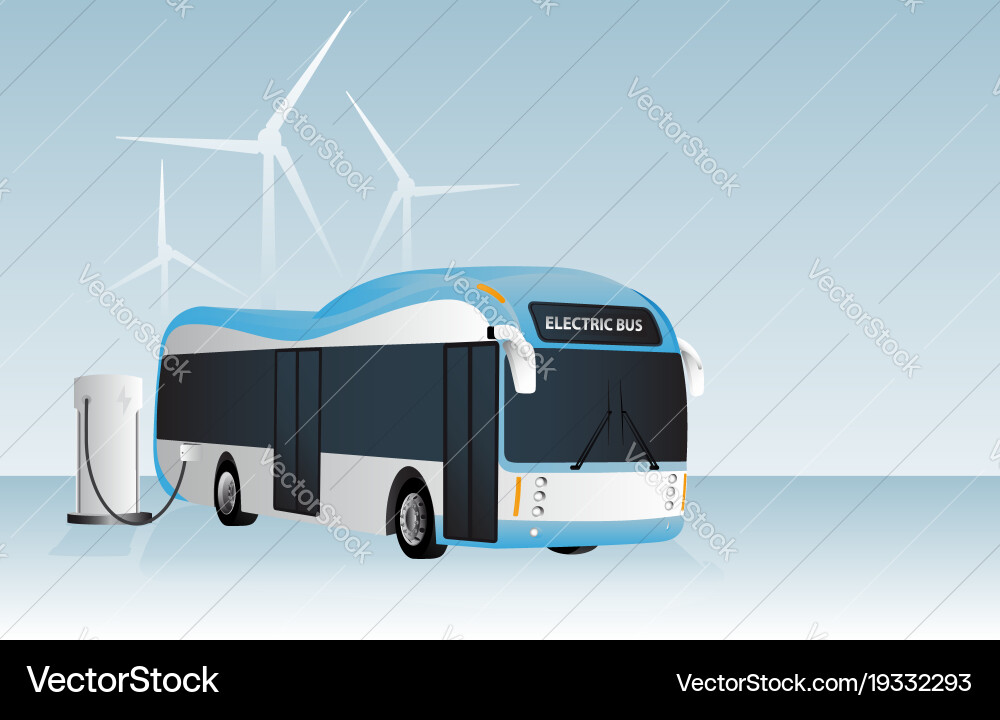 Electric bus is charging Royalty Free Vector Image