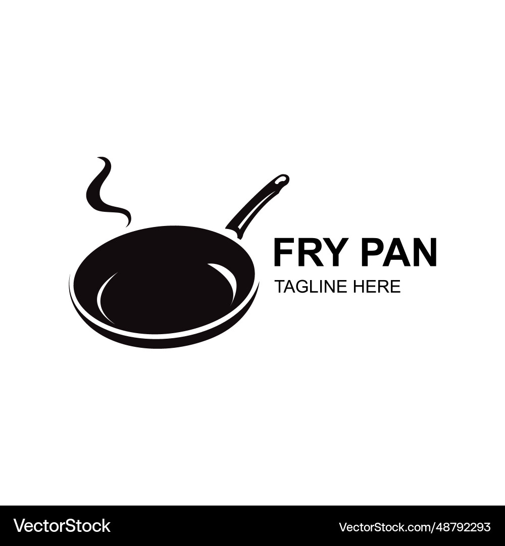 Fry pan logo design template Royalty Free Vector Image