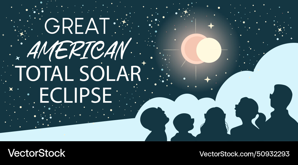 Great american total solar eclipse banner Vector Image