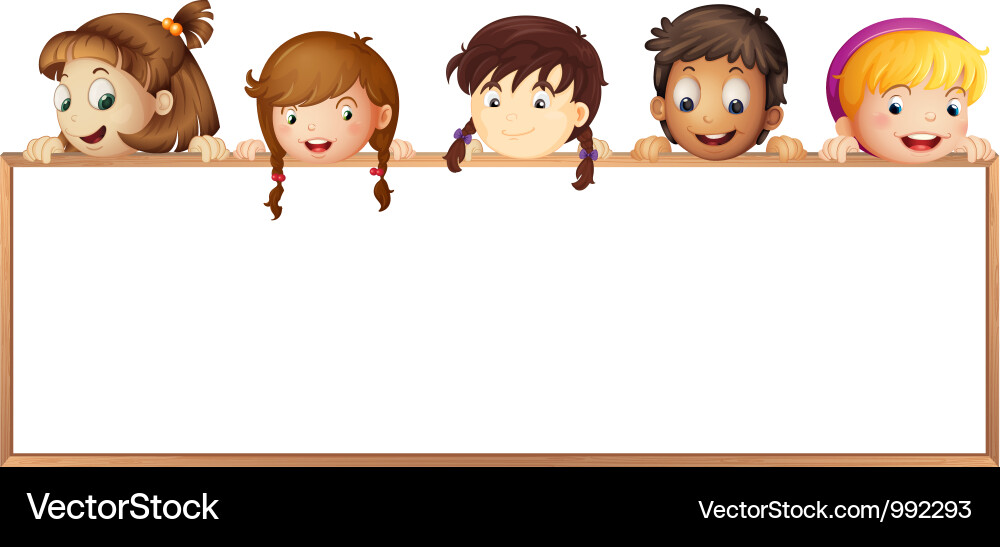 Kids holding wooden frame Royalty Free Vector Image