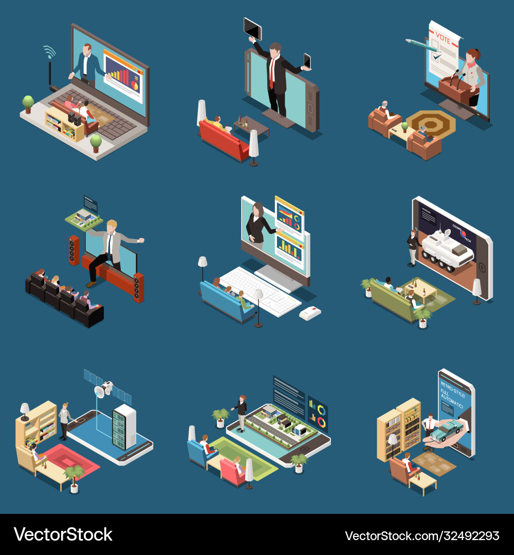 Online presentation set Royalty Free Vector Image