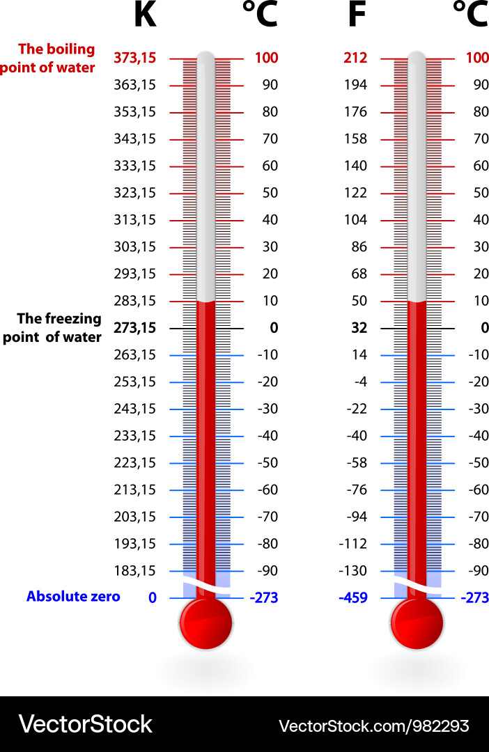 Temperature Scales: Celsius, Kelvin, Fahrenheit Vector Image