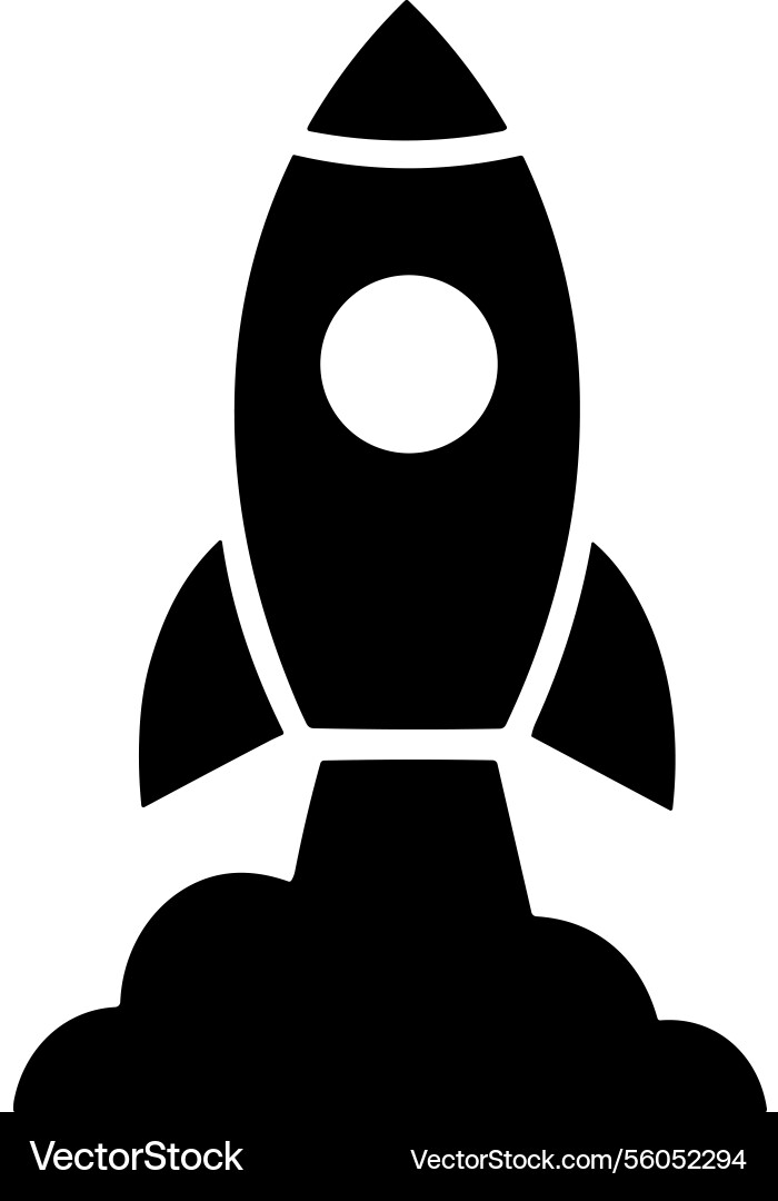 A simple space rocket icon silhouette on white Vector Image