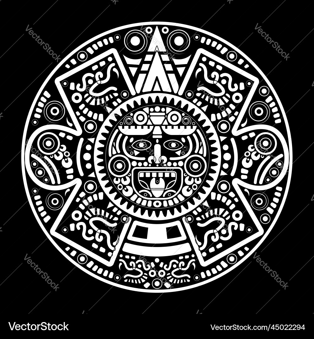 Aztec Sun Wheel Calendar Royalty Free Vector Image