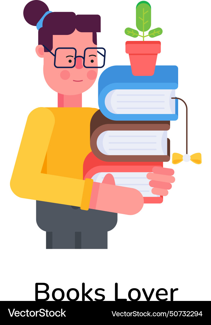 Books lover Royalty Free Vector Image - VectorStock