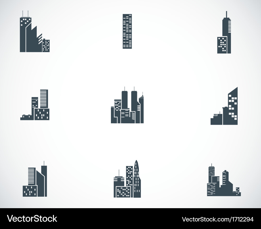 Building Icon Set - Black & White Royalty Free Vector