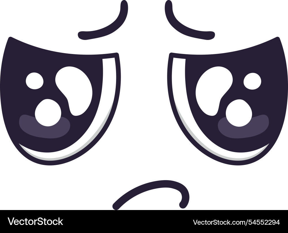 Cartoon face is expressing sadness Royalty Free Vector Image