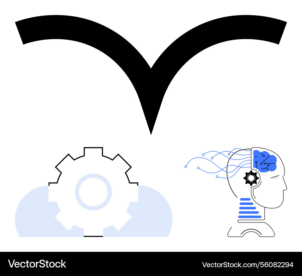 Human automation concept with gear ai brain and Vector Image