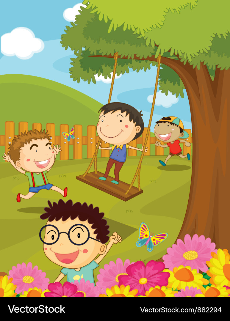 Kids playing Royalty Free Vector Image - VectorStock