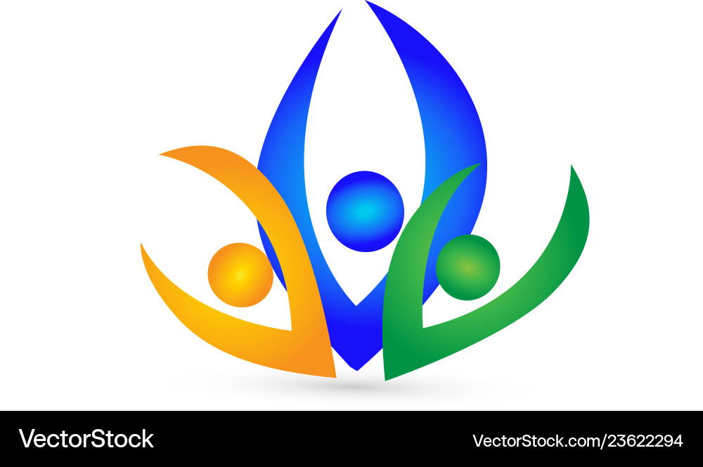 Logo team optimistic people Royalty Free Vector Image